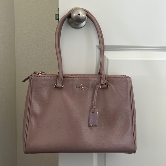 kate spade | Bags | Kate Spade Patent Saffiano Leather Tote Neutral ...